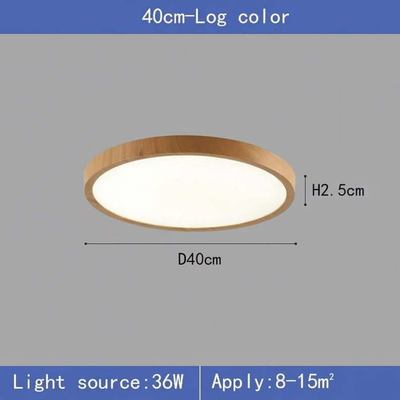 Modern LED Ceiling Light, Ultra Thin Round Wood Grain Walnut Fixture ...