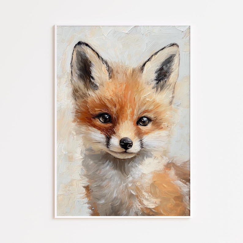 Red Fox Portrait Art, Rustic Woodland Nursery Decor Wall Art (digital ...