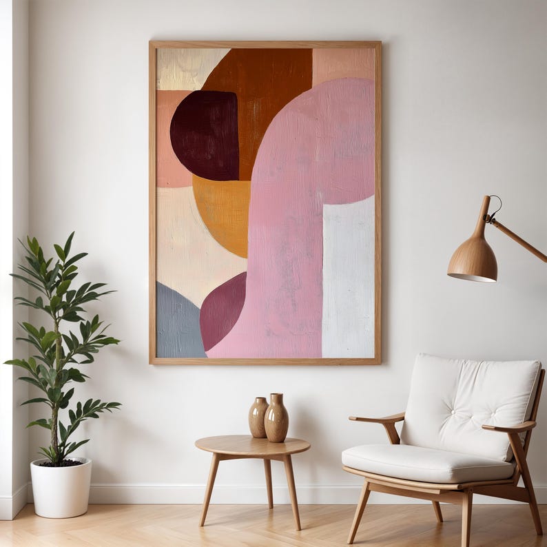 Modern Abstract Composition, Mid-century Style in Earthy Tones (digital ...