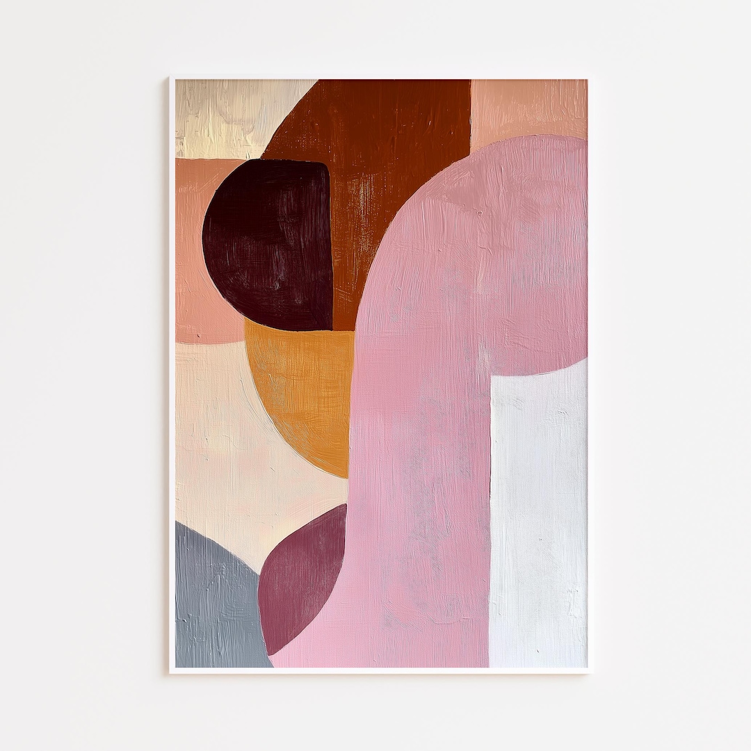 Modern Abstract Composition, Mid-century Style in Earthy Tones (digital ...