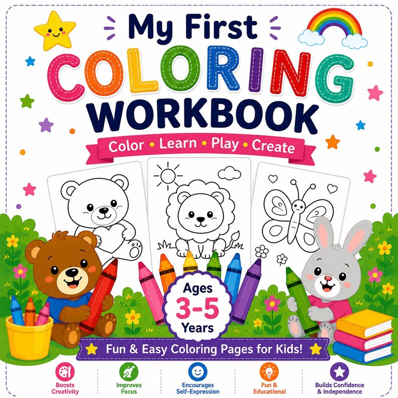 Preschool Learning Bundle: ABC, Numbers, Shapes, Coloring Worksheets ...