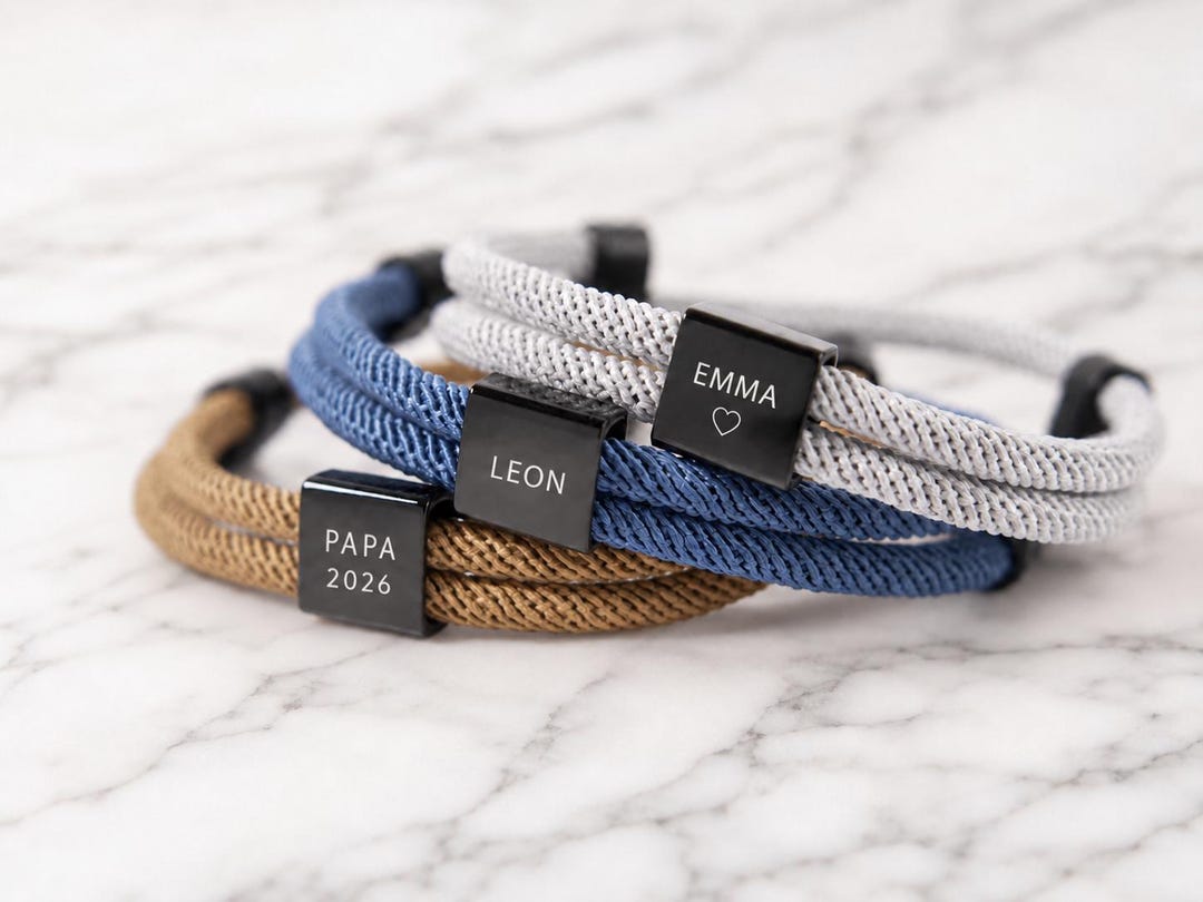 Bracelet gravé « Papa depuis 2026 », cadeau pour la naissance d'un père ...