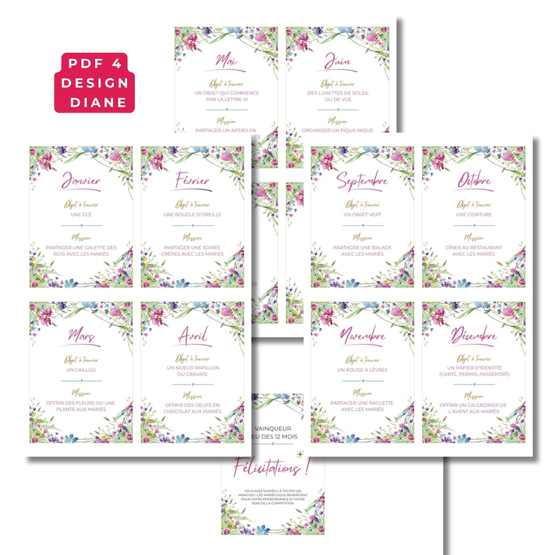 Printable 12 Months Wedding Game | Wedding Entertainment PDF | 12 ...