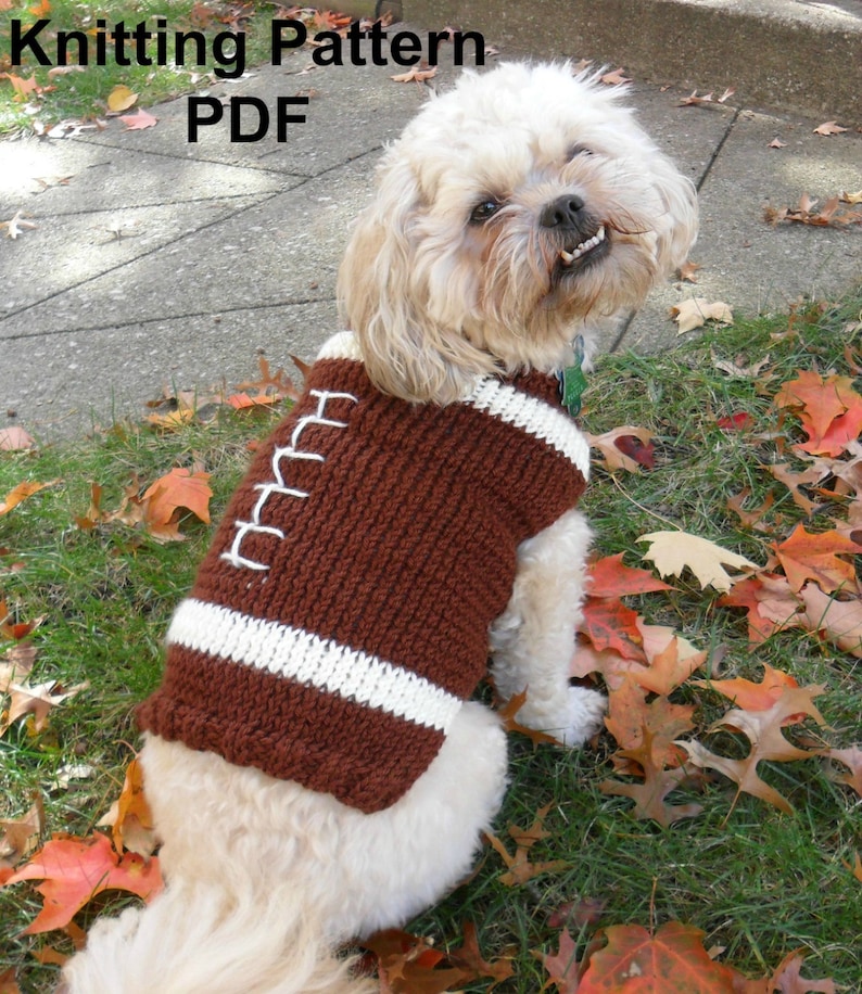 Football Dog Sweater Knitting Pattern - PDF, Small Dog Sweater - Etsy ...