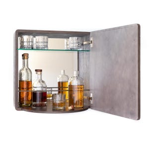 Carved Arch Bar Cabinet - Floating Boho Cocktail Bar - Hanging Hideaway ...