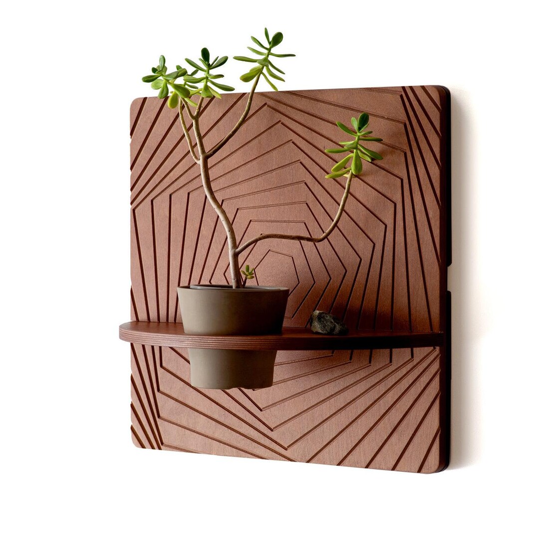 Geometric Wall Planter: Carved Hexagon Plant Shelf - Made in USA - Etsy
