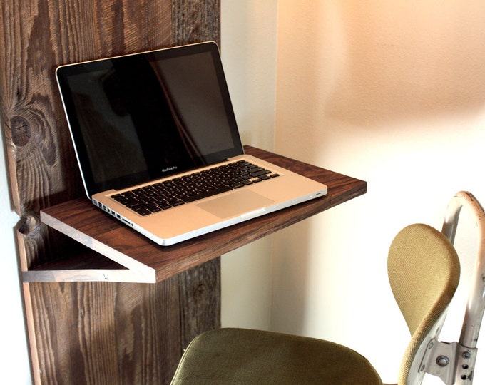 RESERVED // Barn Wood Laptop Desk W/ Industrial Built-in Lamp ...