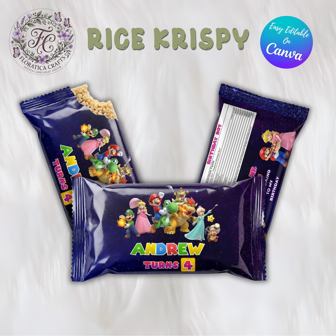 Super Mario Bros Rice Krispy Label, Super Mario Galaxy Themed Birthday ...