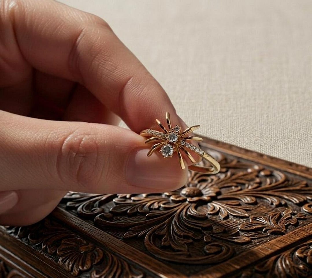 Spider Ring 14k Gold Diamond Engagement Ring Unique Gothic Insect Ring ...