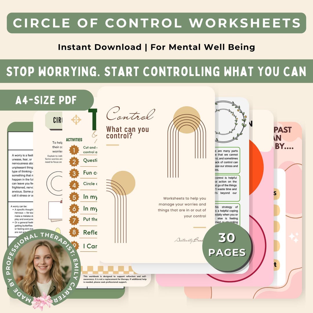 Circle of Control Workbook, Worry Worksheets, Worry Management, Things ...