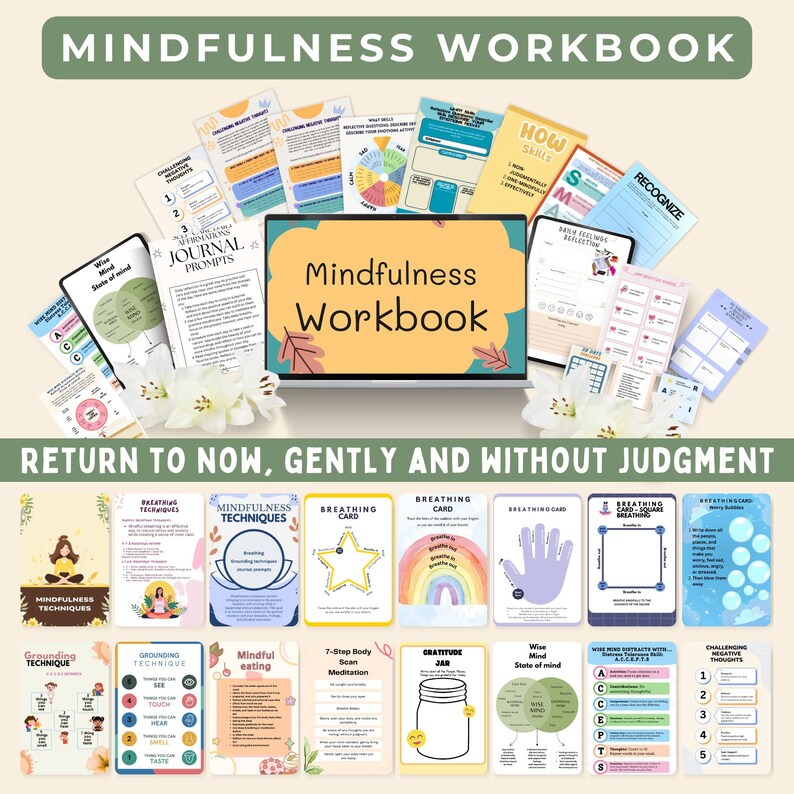 Mindfulness Workbook for DBT Skills | Guided Mindfulness Worksheets for ...