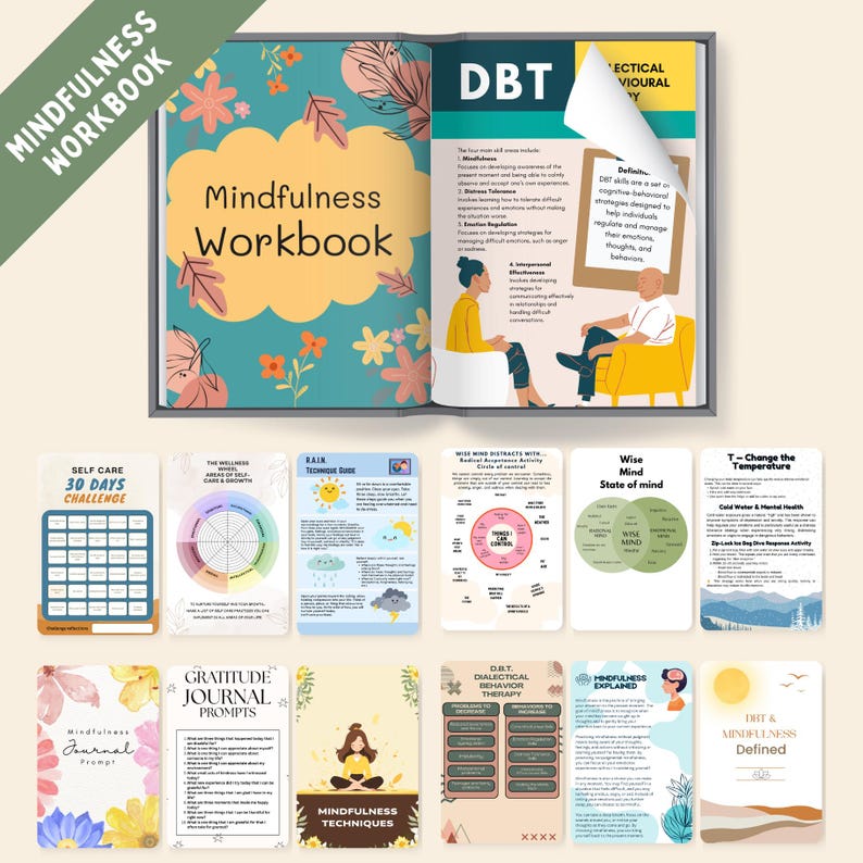 Mindfulness Workbook for DBT Skills | Guided Mindfulness Worksheets for ...