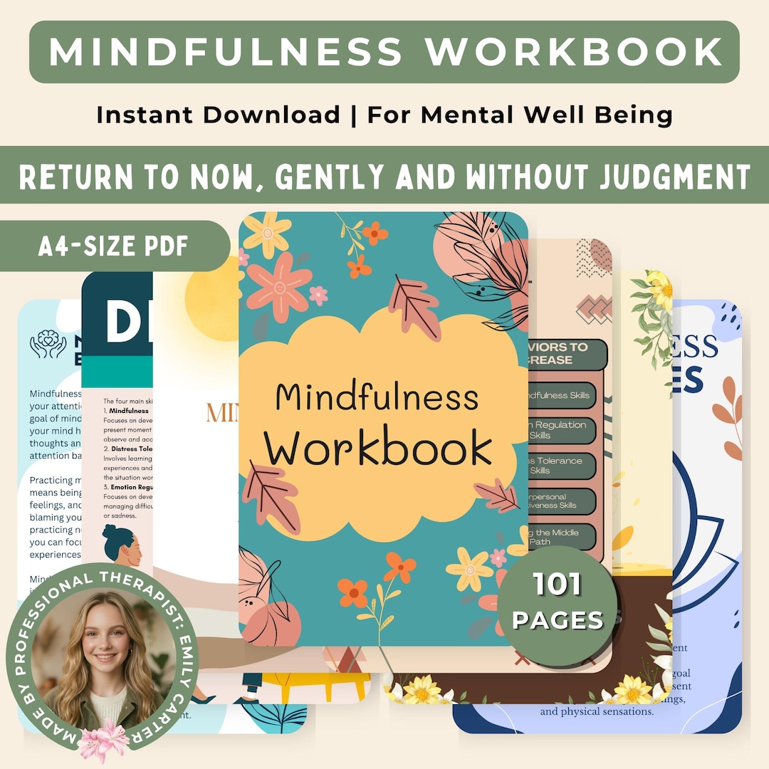 Mindfulness Workbook for DBT Skills | Guided Mindfulness Worksheets for ...