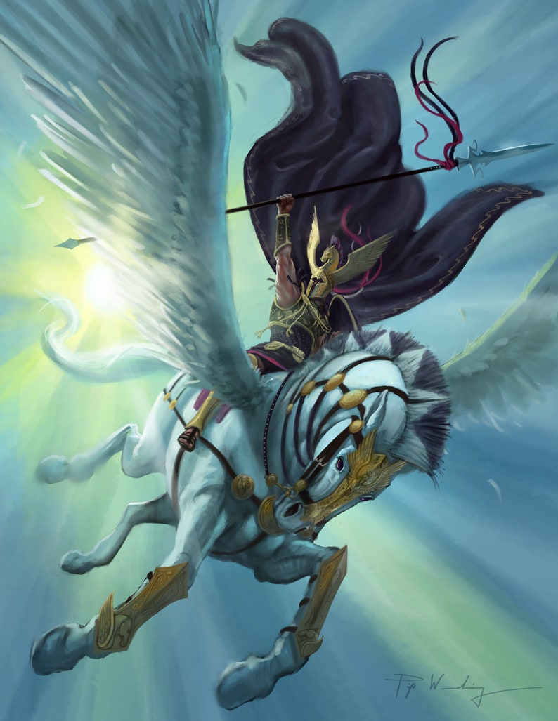 Greek Hero on Pegasus, Hipparchos Art for Wargods of Olympus - Etsy