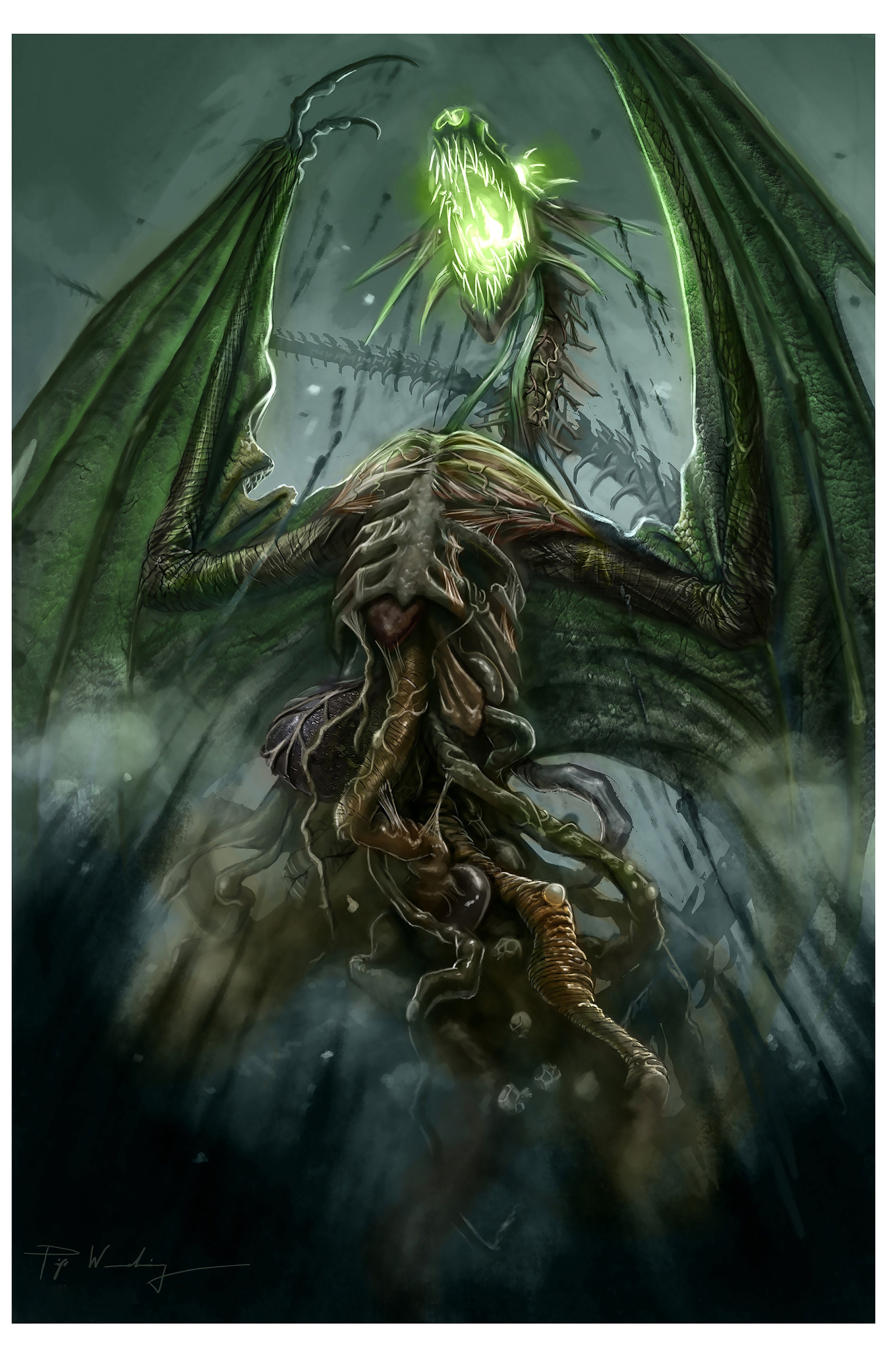 La folie du nécromancien, Dragon zombie, Liche Dragon, Dragon mort ...