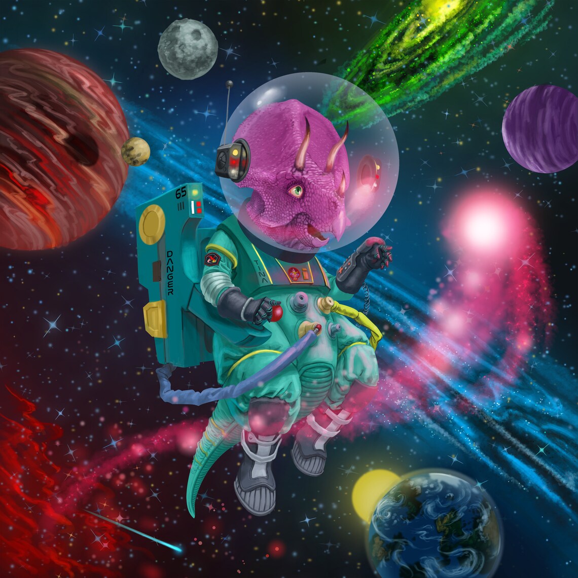 4 Print Explore the Galaxy Astronaut Dinosaurs Crew Space NASA - Etsy
