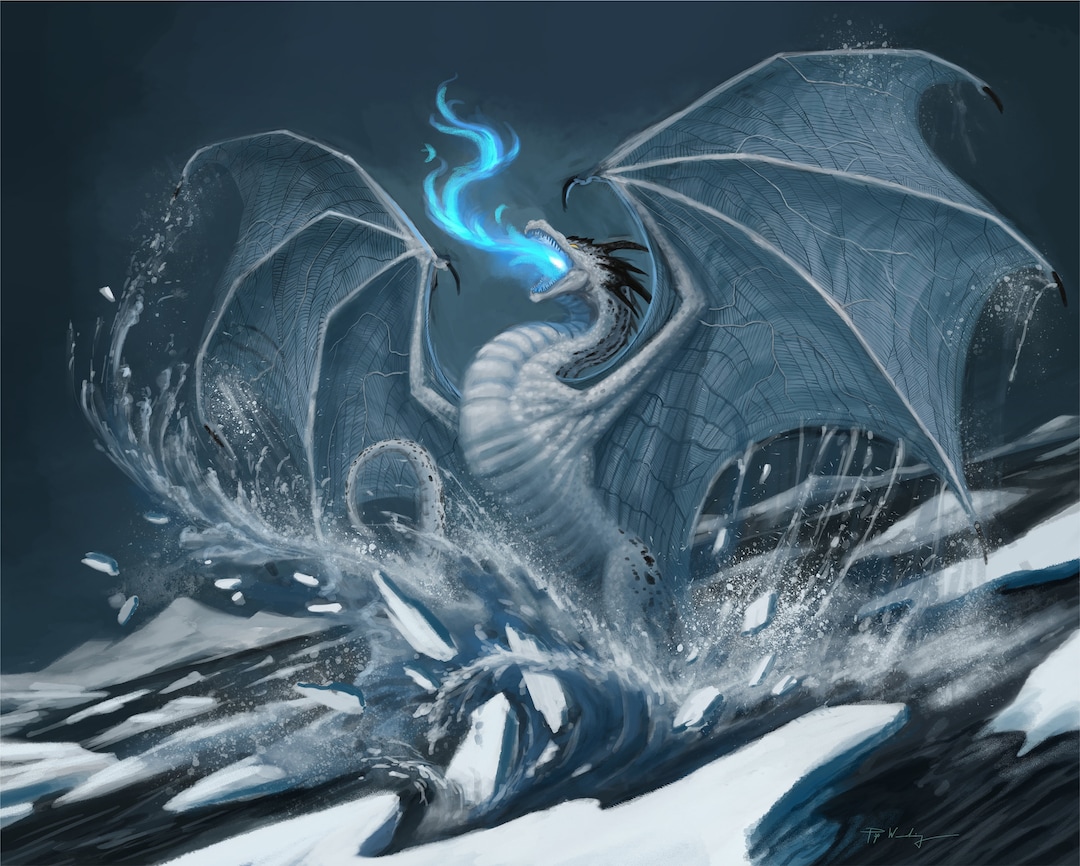 Eisdrache, Winterdrache, Eisdrache, Weißer Drache - Etsy.de