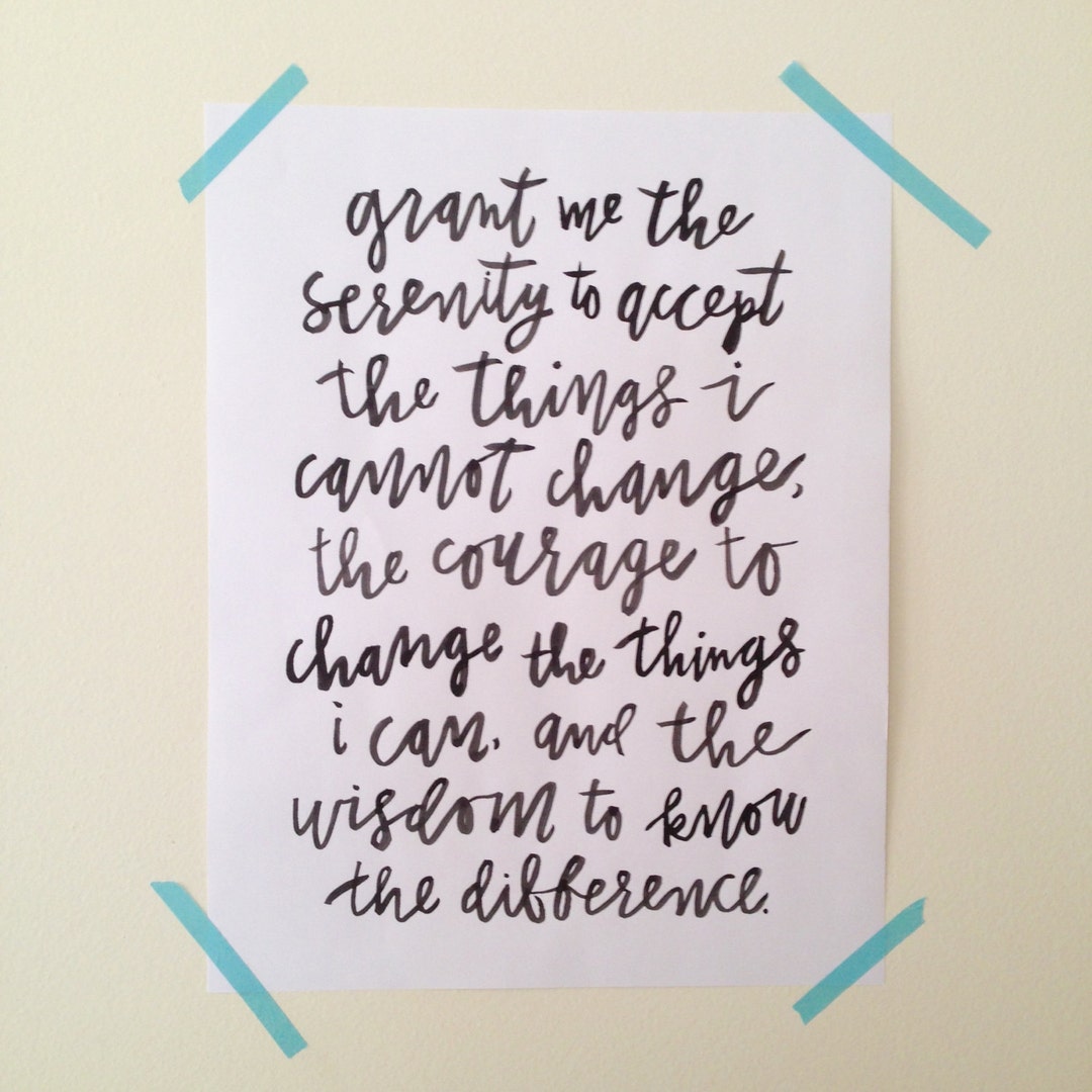 Serenity Prayer - Calligraphy Handmade Watercolor Quote Printable ...