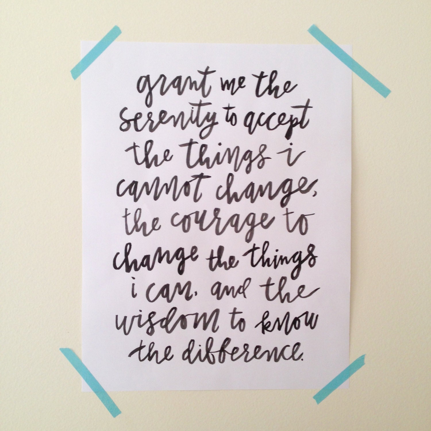 Serenity Prayer - Calligraphy Handmade Watercolor Quote Printable ...