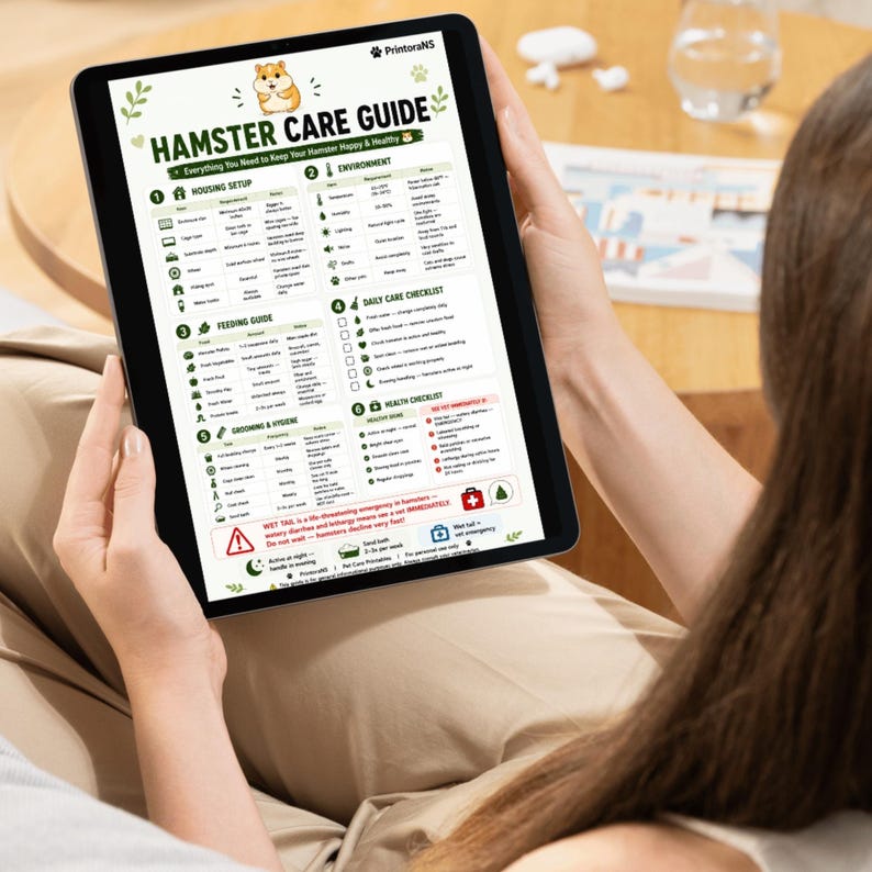 Hamster Care Guide Printable, Hamster Care Chart, Hamster Checklist ...