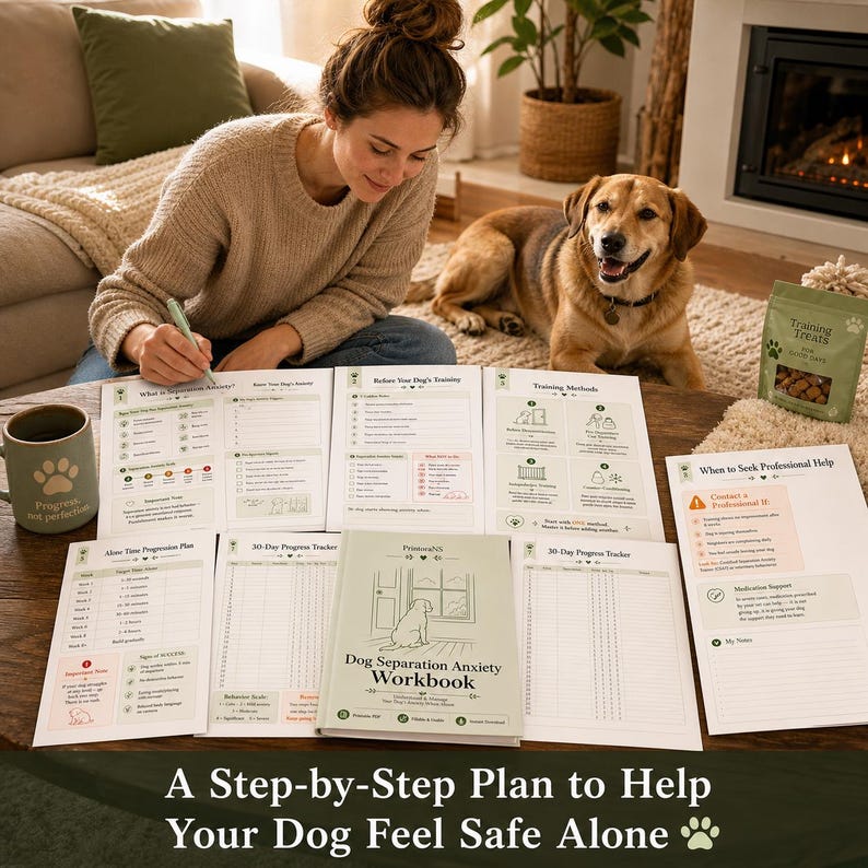Dog Separation Anxiety Workbook Printable PDF, Anxious Dog Training ...