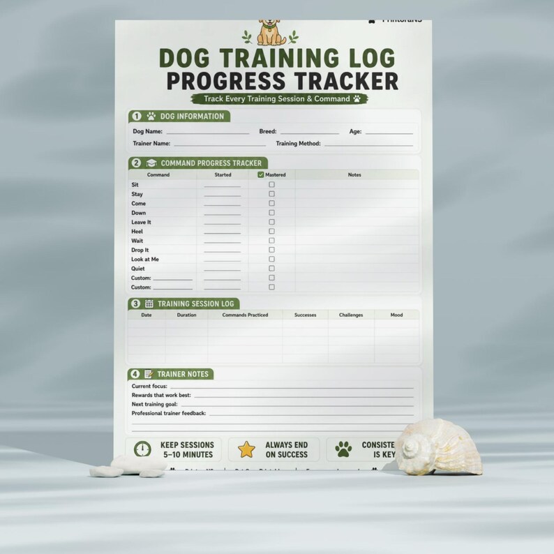 Dog Behavior Training Log Printable PDF, Dog Training Tracker, Dog ...