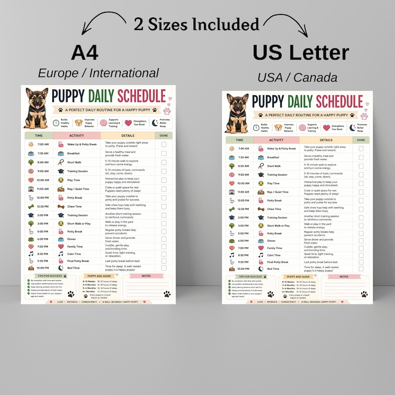 Puppy Daily Schedule Printable PDF, Dog Training Routine, Puppy Potty ...