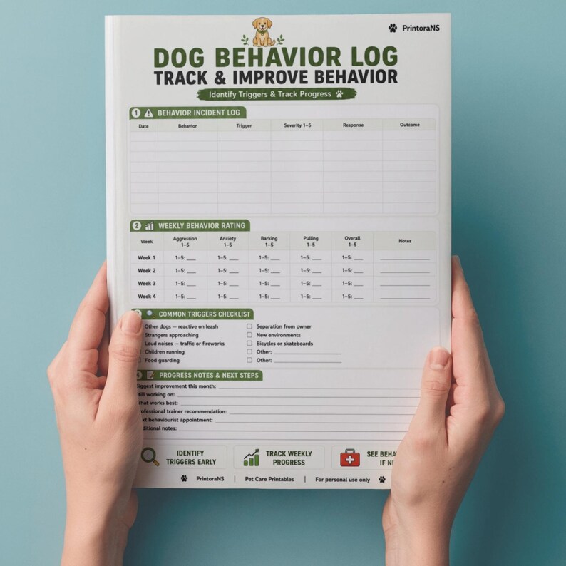 Dog Behavior Training Log Printable PDF, Dog Training Tracker, Dog ...