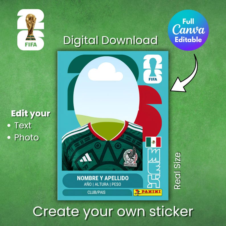 Mexico 2026 World Cup Sticker Template | Custom Football Photo Album ...