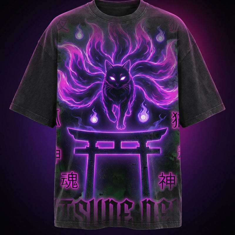 Oversized Tee Kitsune - Etsy