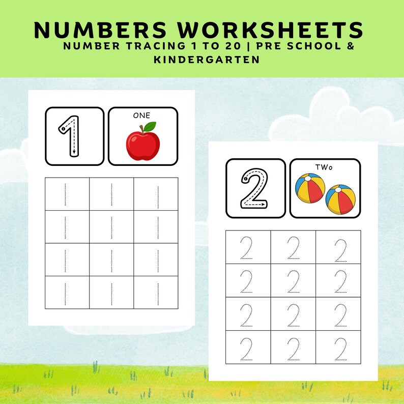 Tracing Numbers 1 to 20| Preschool Math| Homeschool Printable| Counting ...
