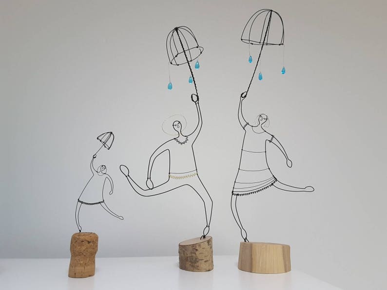 Umbrella Sculpture Wire Sculpture Wire People Quirky - Etsy