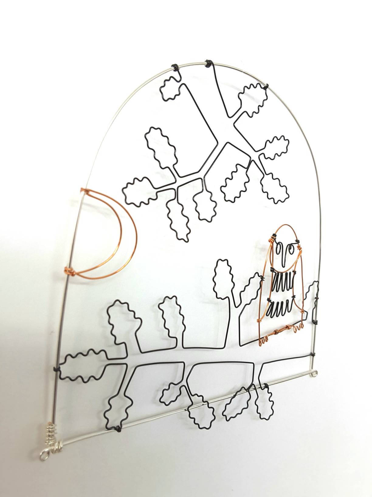 Owl in Tree With Moon Wire Drawing Wire Wall Hanging - Etsy
