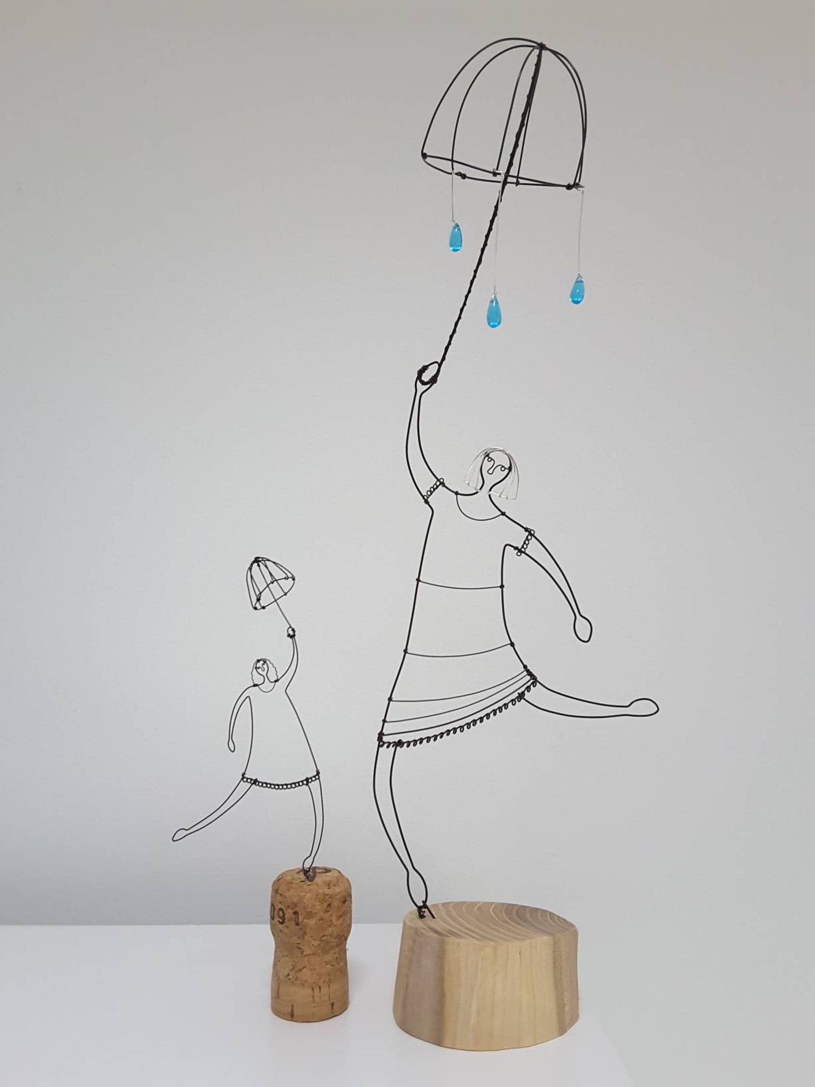Umbrella Sculpture Wire Sculpture Wire People Quirky | Etsy