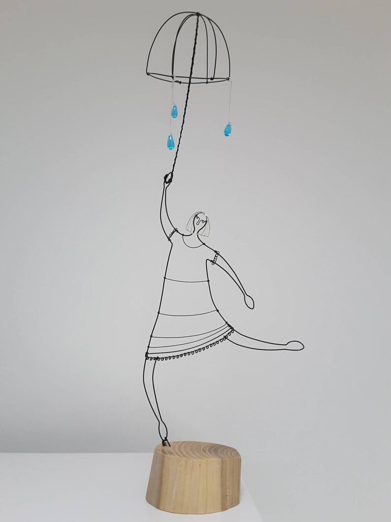 Umbrella Sculpture Wire Sculpture Wire People Quirky - Etsy