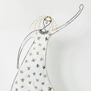 Dancing Wire and Tissue Lady With Flowers - Made to Order - Wire Art ...