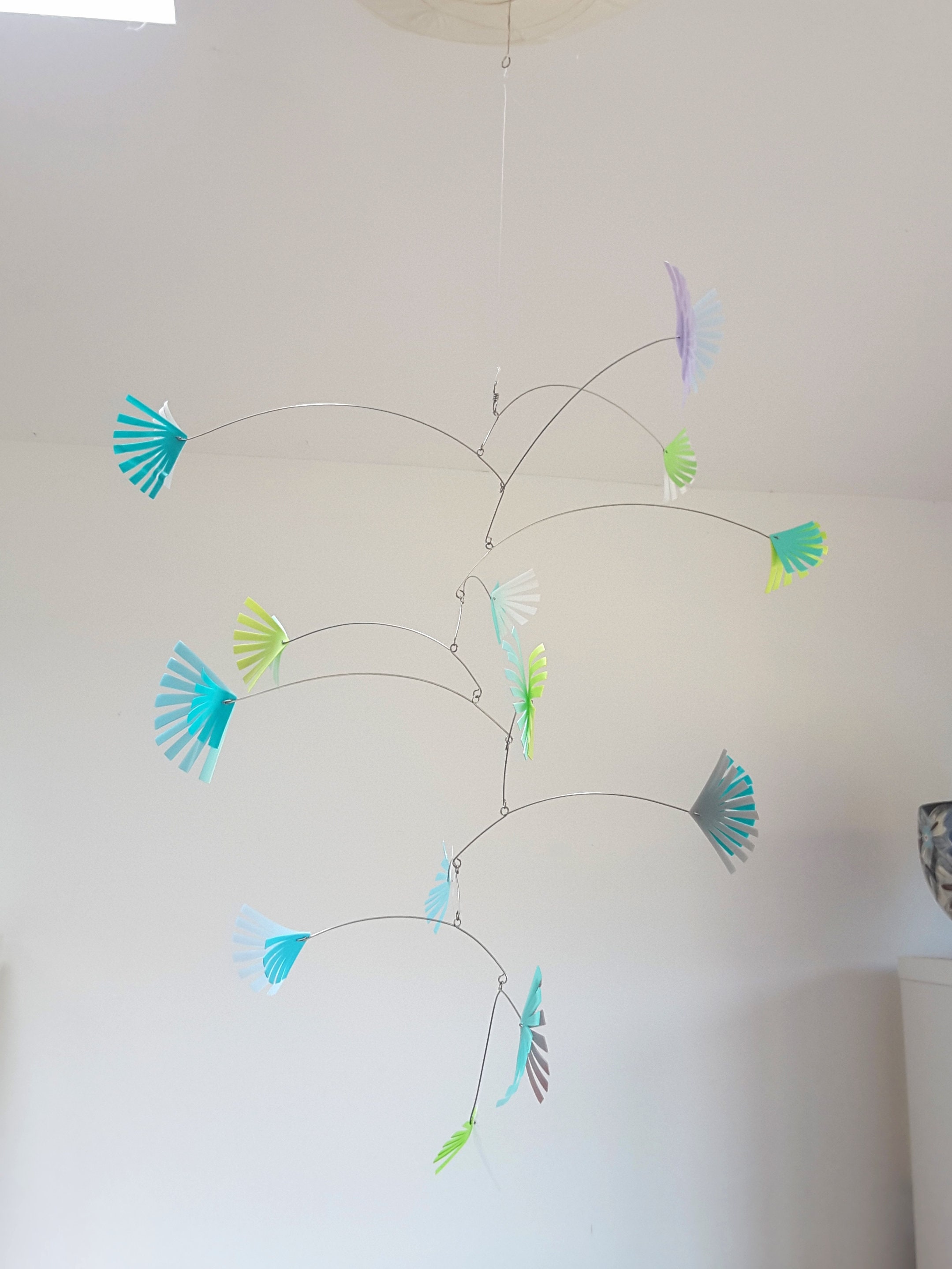 Modern Kinetic Mobile One of a Kind Blue Green Turquoise | Etsy