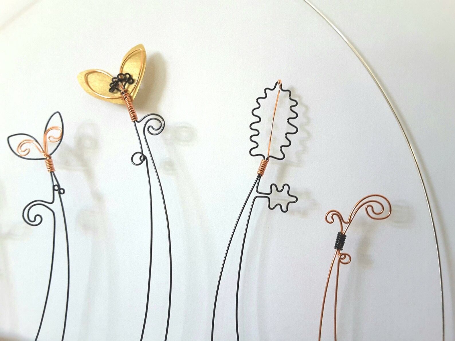 Beautiful wire and hand painted gold paper flowers on | Etsy