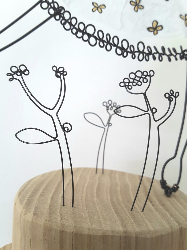 Dancing Wire and Tissue Lady With Flowers - Made to Order - Wire Art ...