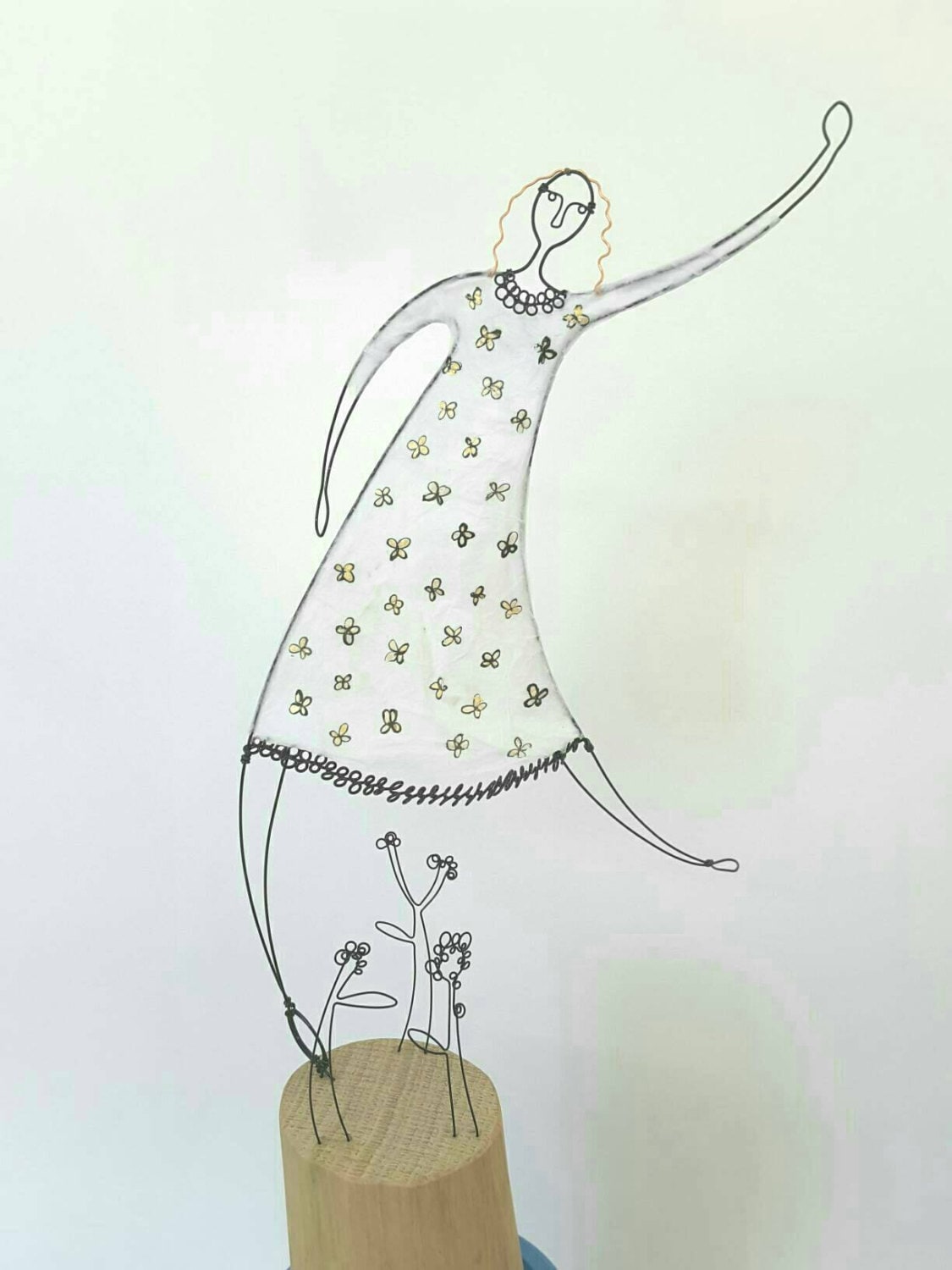 Dancing wire and tissue lady with flowers made to order | Etsy