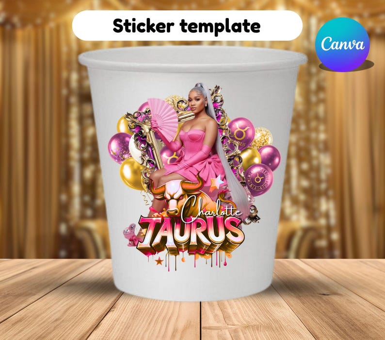 Taurus Zodiac Birthday Designs Bundle, Cowgirl Styrofoam Cup Sticker ...
