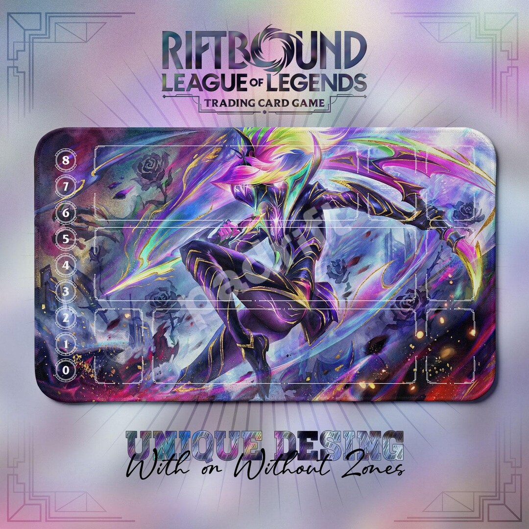 Akali Prismatic Rush TCG Playmat — Riftbound Lol Card Mat 24x14 With ...