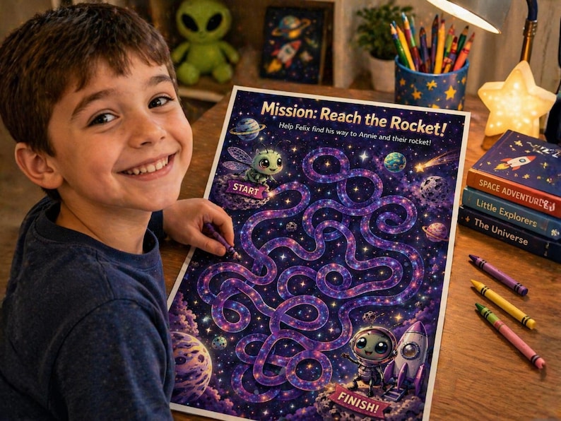 Space Activity Pack for Kids Ages 4-8 | Hidden Objects, Maze, Matching ...