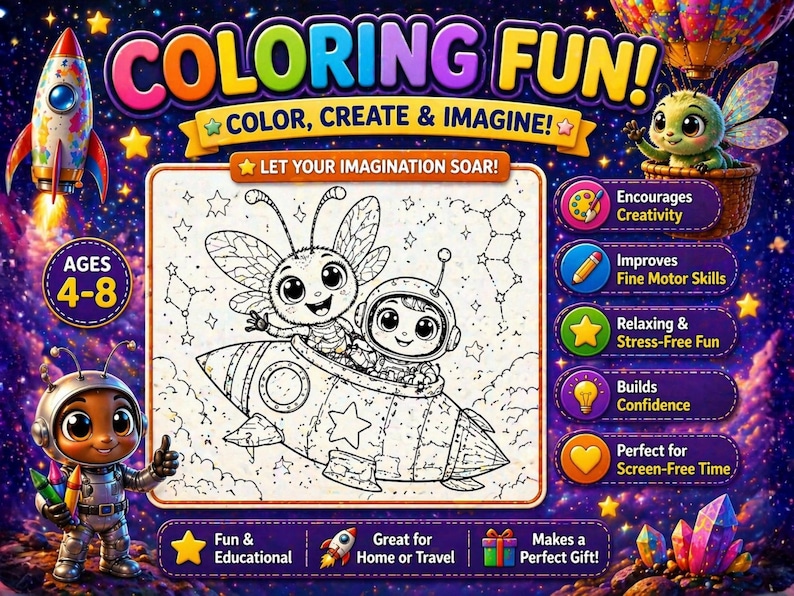 Space Activity Pack for Kids Ages 4-8 | Hidden Objects, Maze, Matching ...