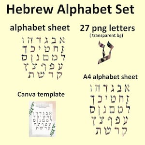Hebrew Alphabet PNG Set: Gold Judaica Letters, Canva Template (instant ...