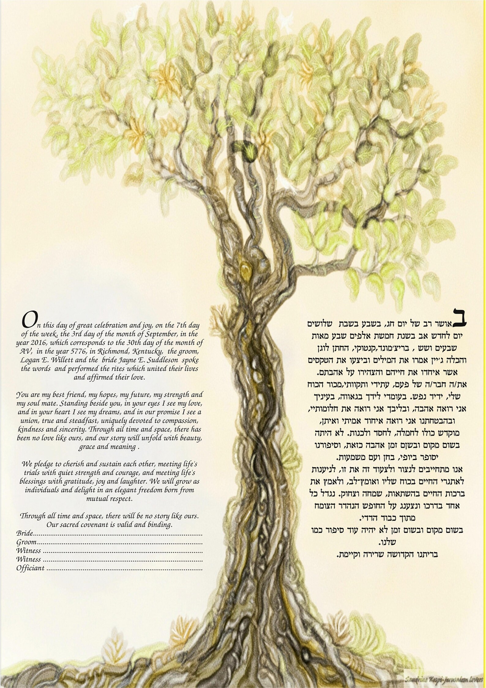 Jerusalem Tree of Life Ketubah Print Giclee-various | Etsy