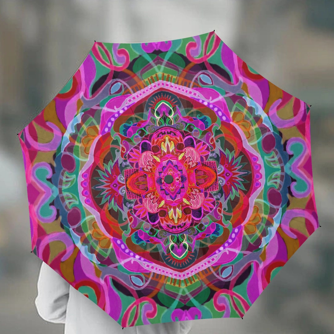 Pink Watercolor Mandala Anti UV Umbrella Model 773. Automatic UV ...