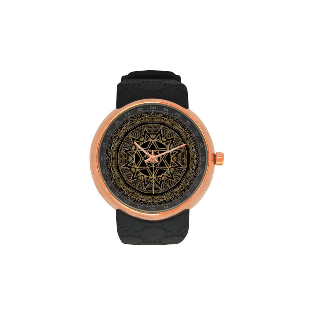 Black and COPPER Mandala Watches Resine Strap Watch Men and Women Gift ...