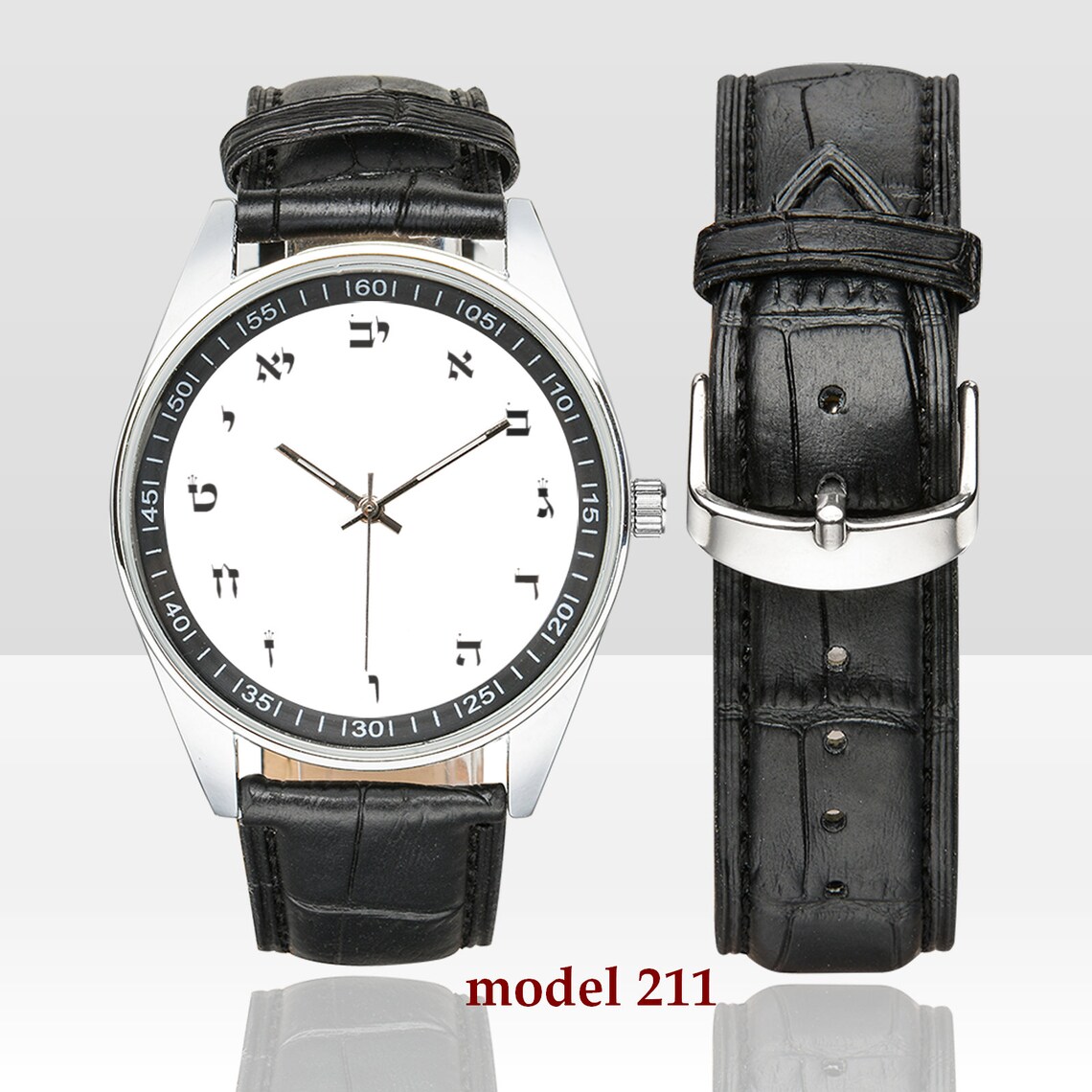 Hebrew Letters Unisex Men Assorted Watches-7 Models:leather Strap-resin ...