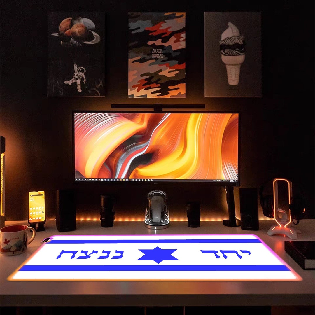 Hebrew Israel Flag LED Gaming Mouse Pad: Transparent Type, Soft ...